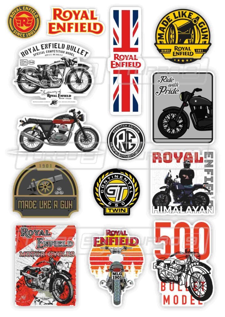 Royal Enfield Bikes Sticker Combo - TURBO9